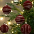 Euaioeiu Flocking Velvet Christmas Ball Ornaments, 3.15 Inch Red ...