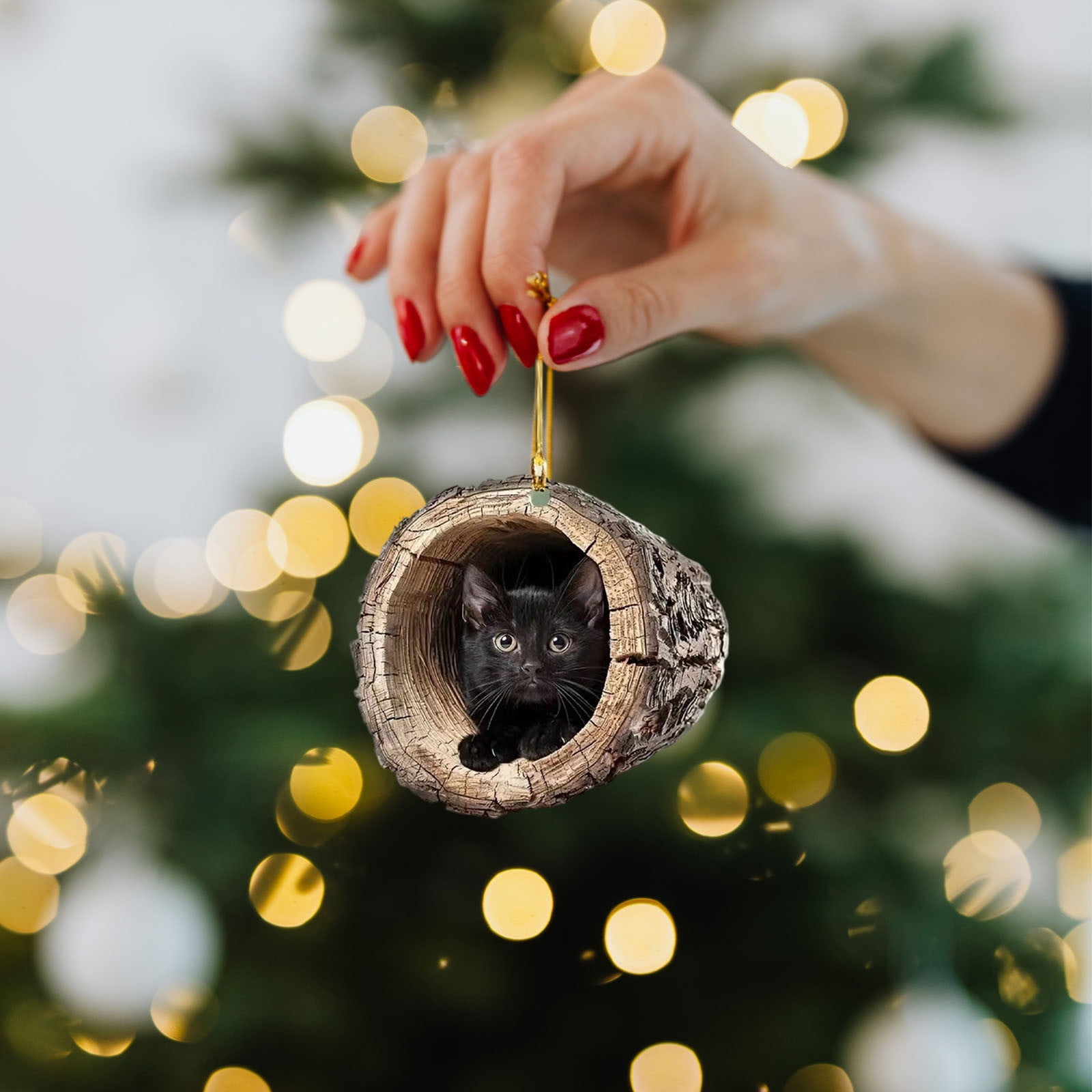 Euaioeiu Fun Christmas Tree Ornaments, 2D Flat Printed Acrylic Cat ...