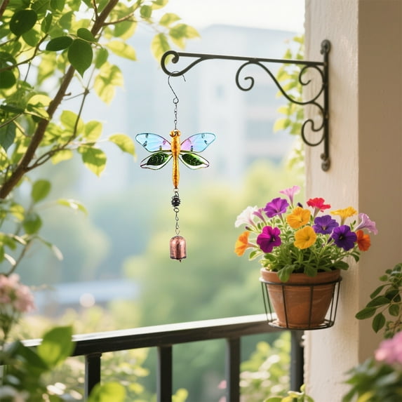 Euaioeiu Handmade Glass-Painted Kingfisher Wind Chime, Metal Bells ...