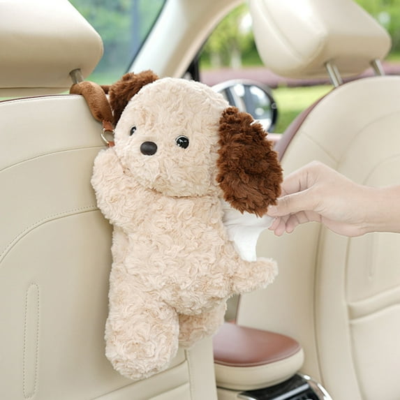 Euaioeiu Hanging Car Tissue Box Holder with Zipper, Cute Animal Print ...