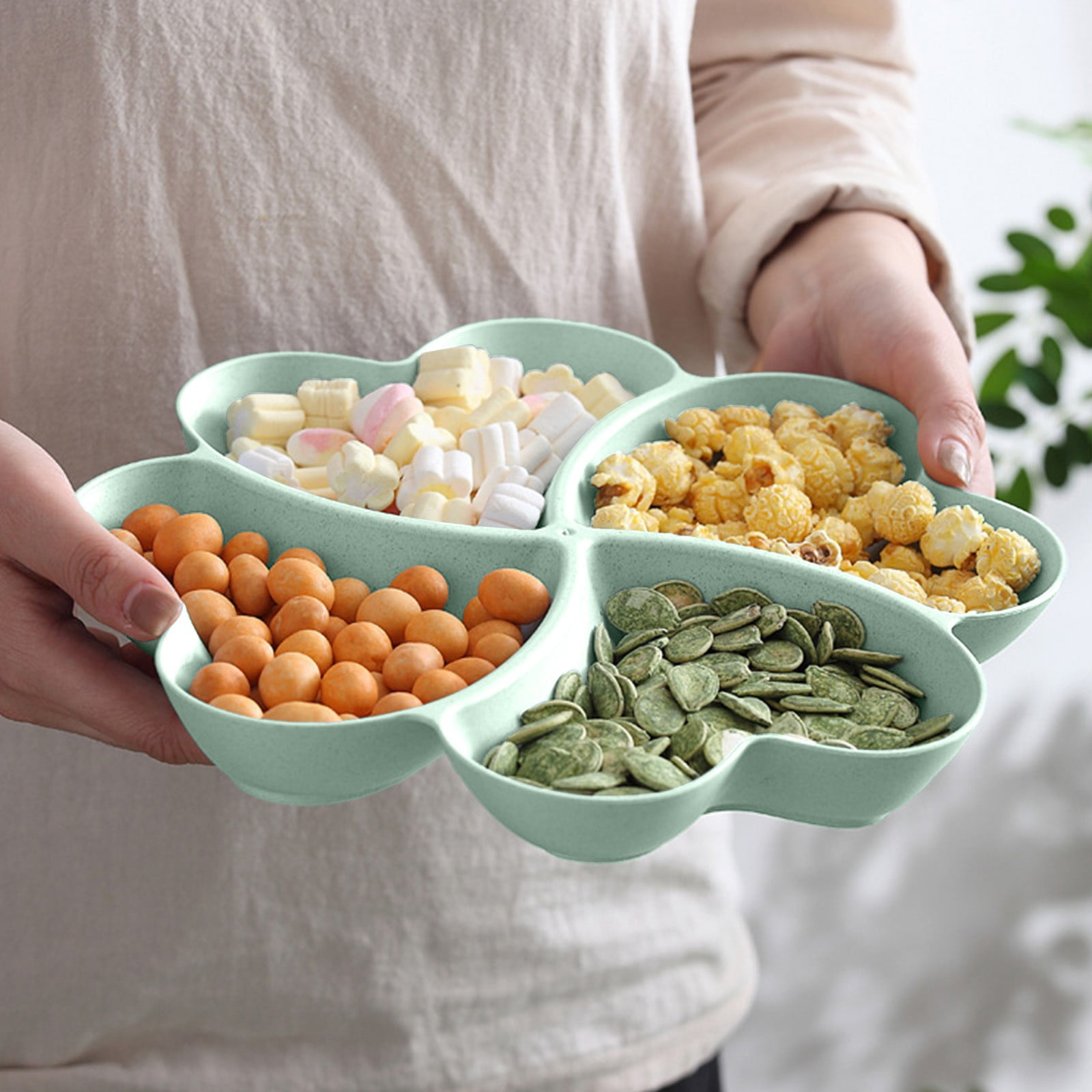 Euaioeiu Heart Shaped Snack Tray with 6 Compartments, Wheat Straw ...