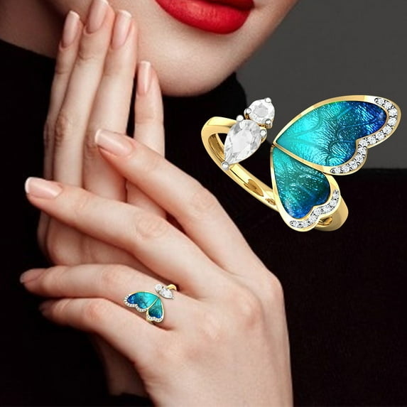 Euaioeiu Inlaid Cubic Zirconia Statement Ring for Women, Hypoallergenic ...