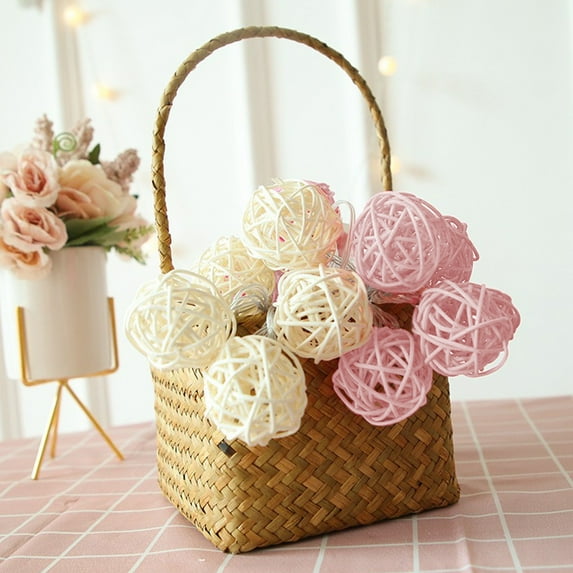 Euaioeiu LED Rattan Ball String Lights Fairy Twinkle Decorative USB ...