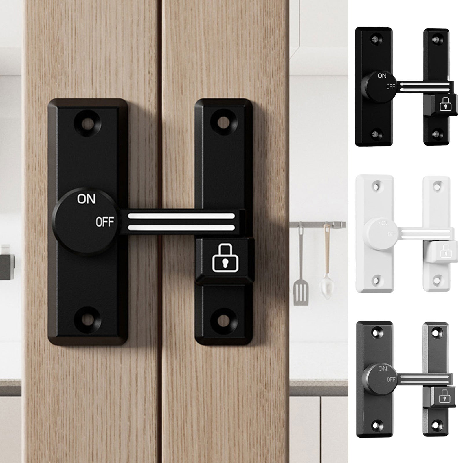 Euaioeiu No-Drill Sliding Door Lock Push-Pull Gate Stopper Adjustable ...