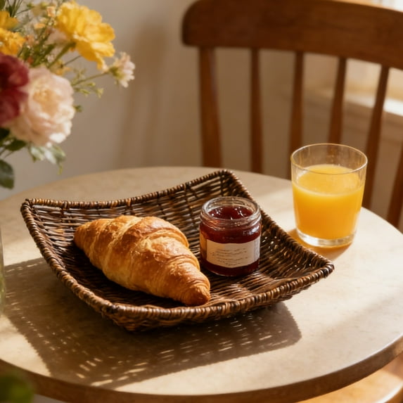 Euaioeiu Plastic Wicker Bread Basket, Rattan Style Storage Organizer ...