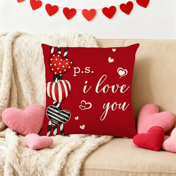 Euaioeiu Printed Letter Style Sofa Cushion Cover, Decorative Pillow ...