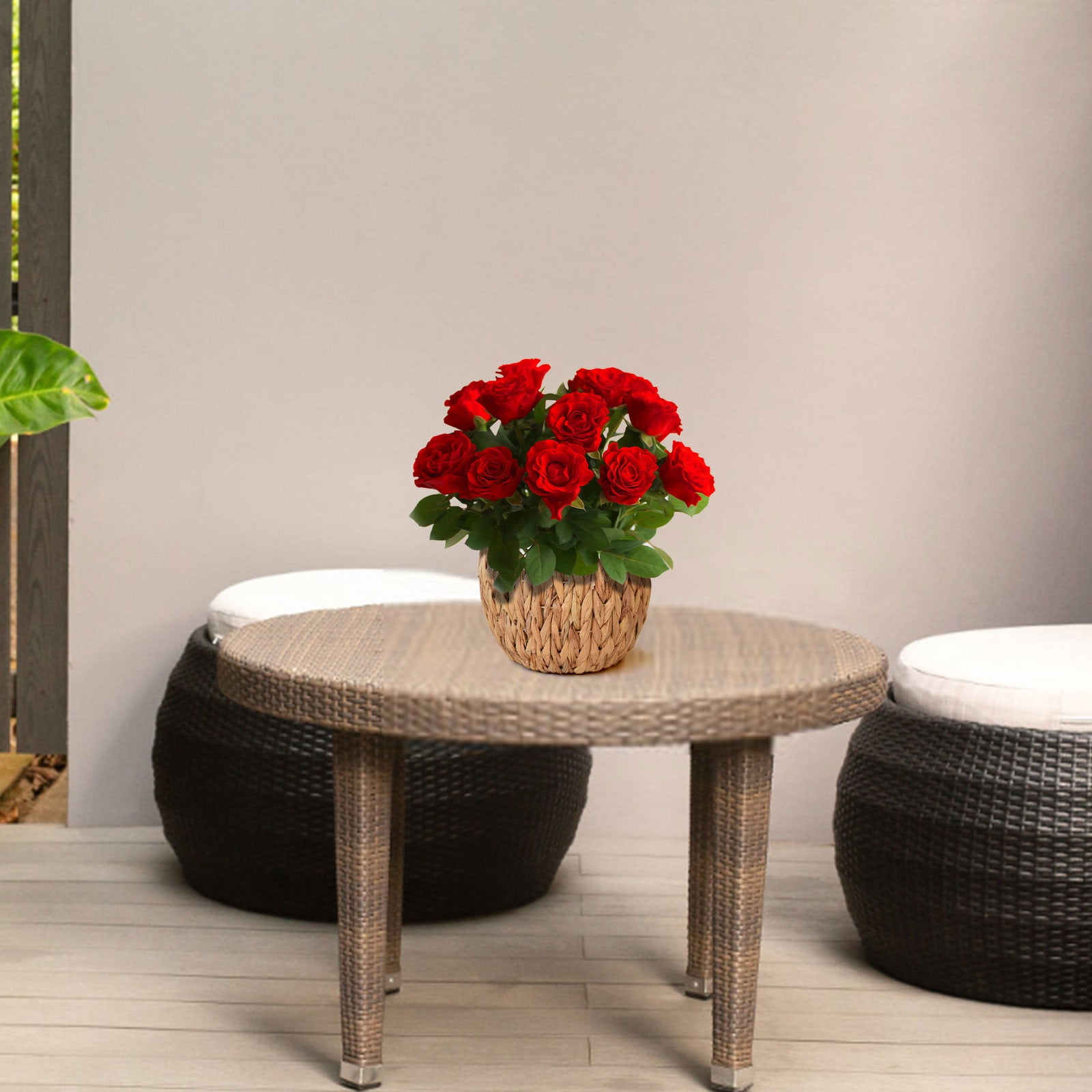 Euaioeiu Rattan Woven Basket Vegetationer Cover Storage Flower Pot ...