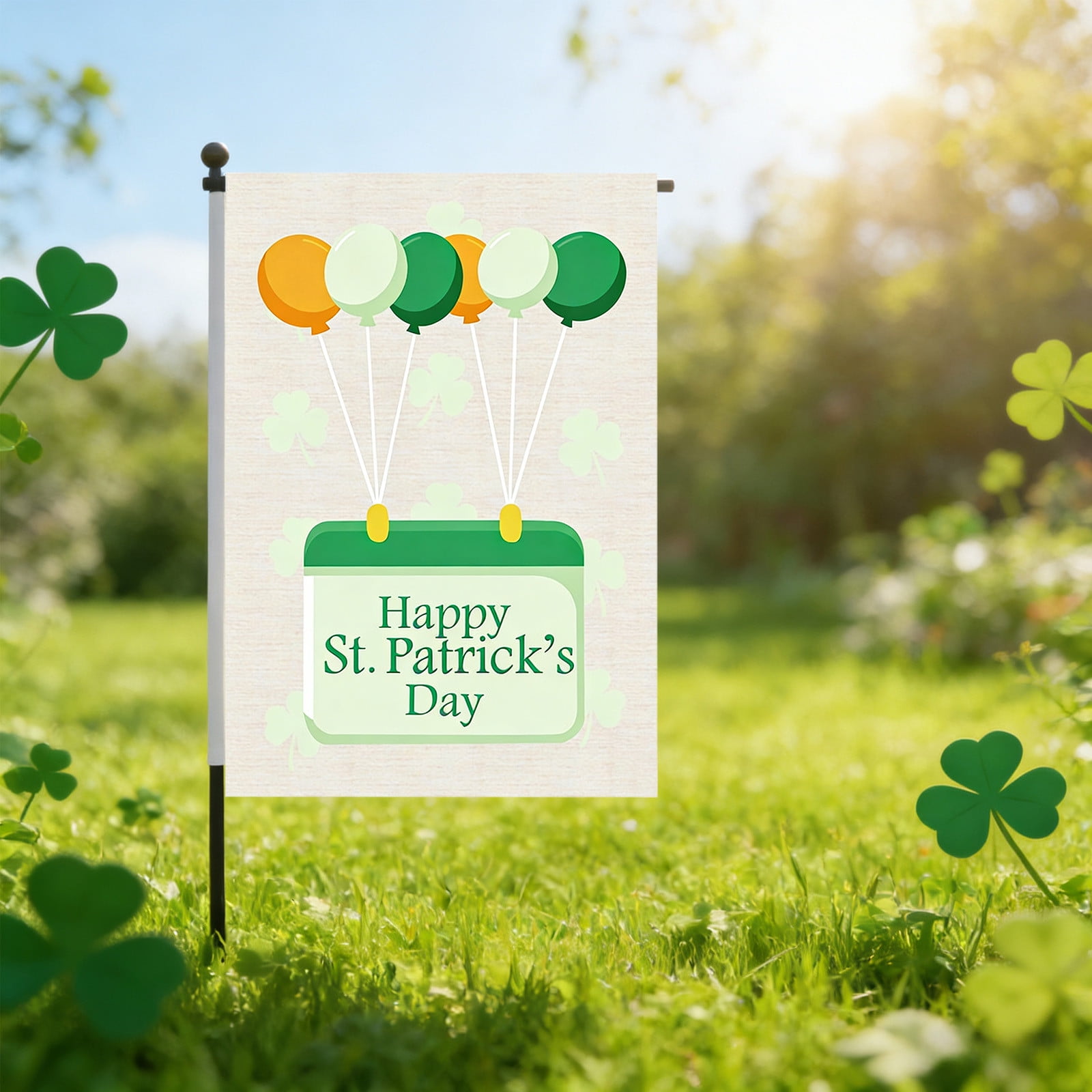 Euaioeiu St. Patrick's Day Garden Flag, Irish Clover Decor, Outdoor ...
