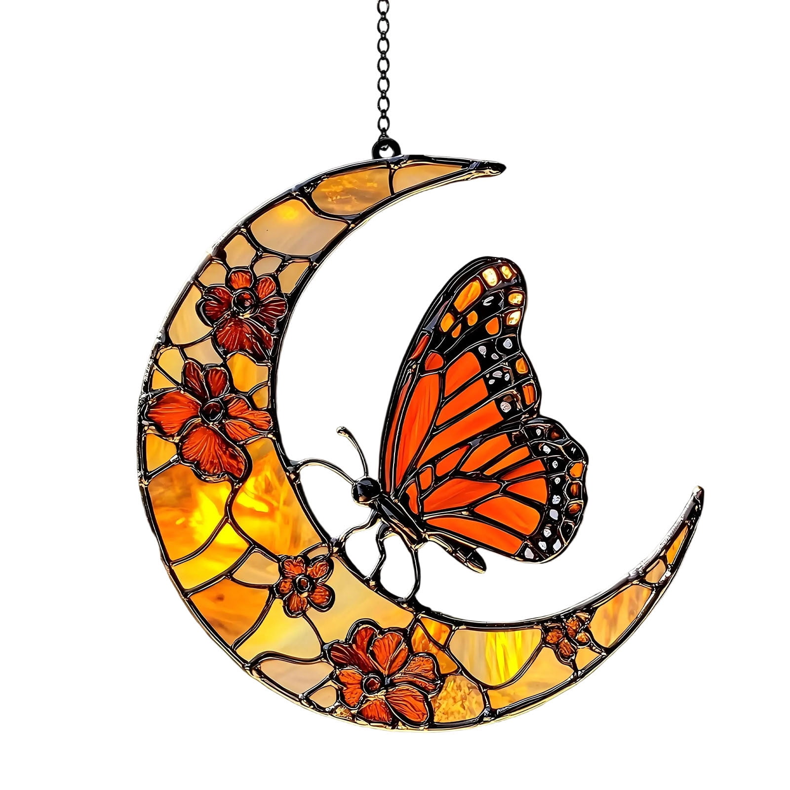 Euaioeiu Stained Glass Suncatcher Window Decor with Butterflies and ...