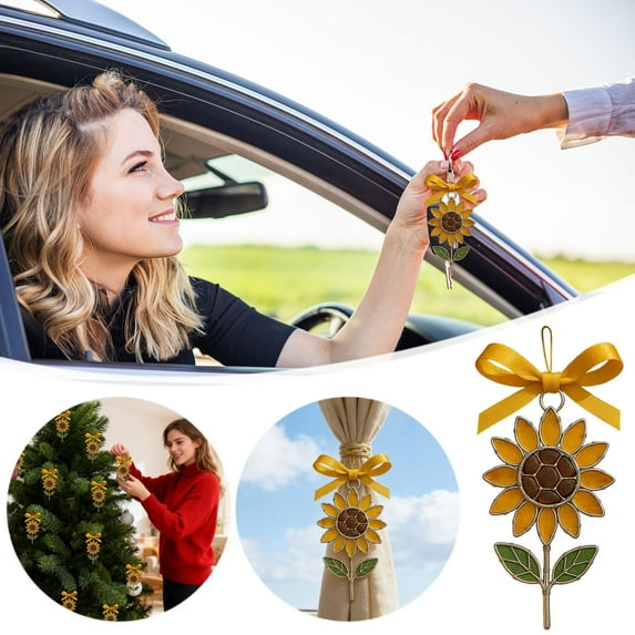 Euaioeiu Sunflower Acrylic Hanging Ornament Double-Sided Floral Decor ...