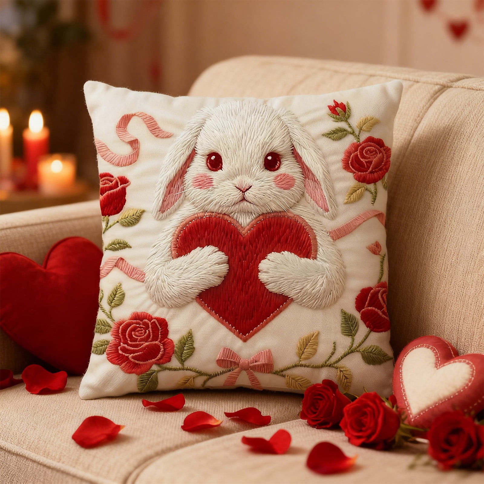 Euaioeiu Valentine's Day Decorative Pillow Covers, Velvet Heart Shams ...