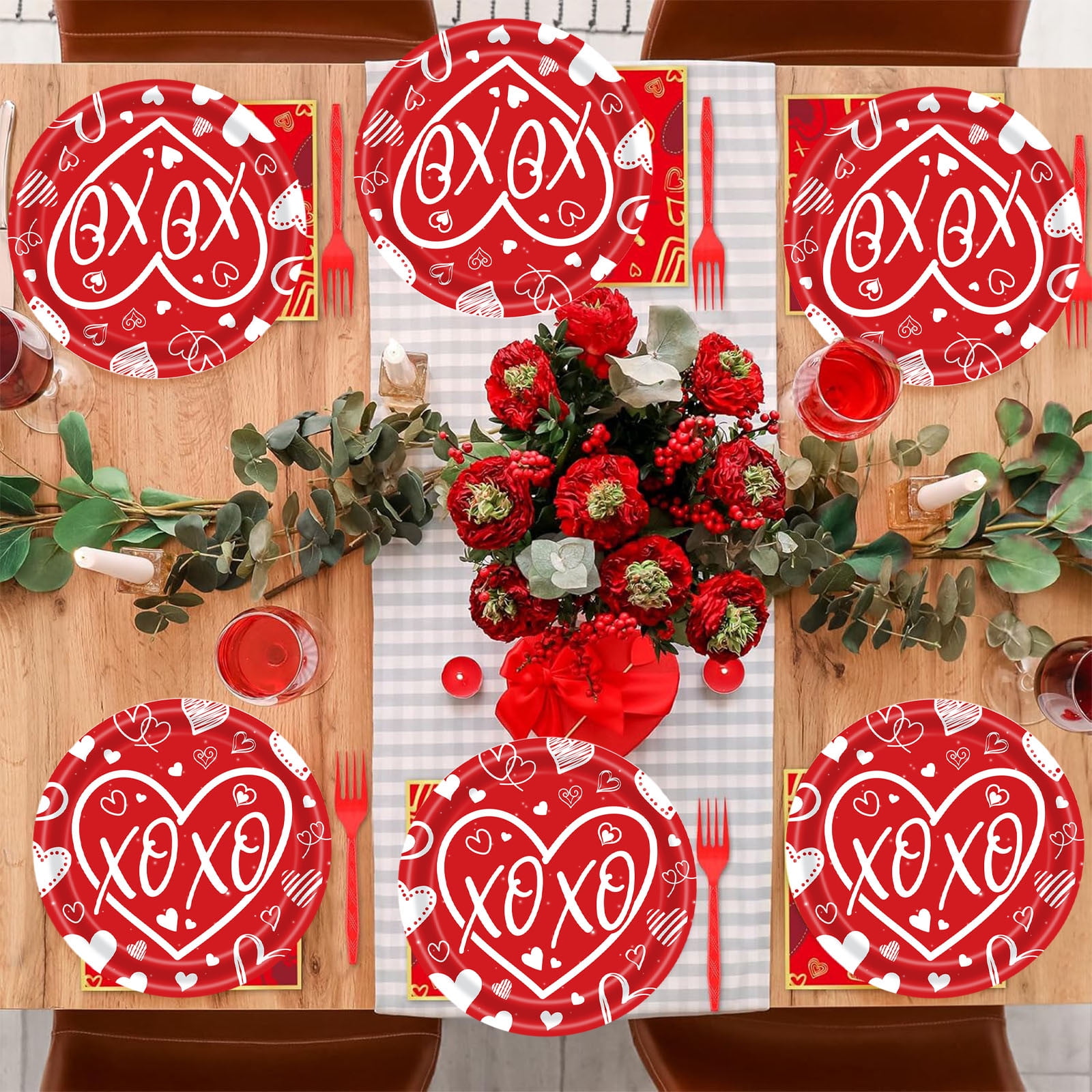 Euaioeiu Valentine's Day Party Plates Set of 20, Disposable Heart ...