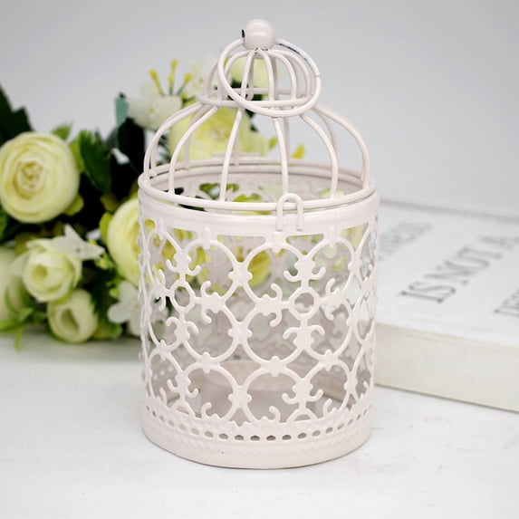 Euaioeiu Vintage Hanging Cage Lantern with Candles Rustic Iron Candle ...
