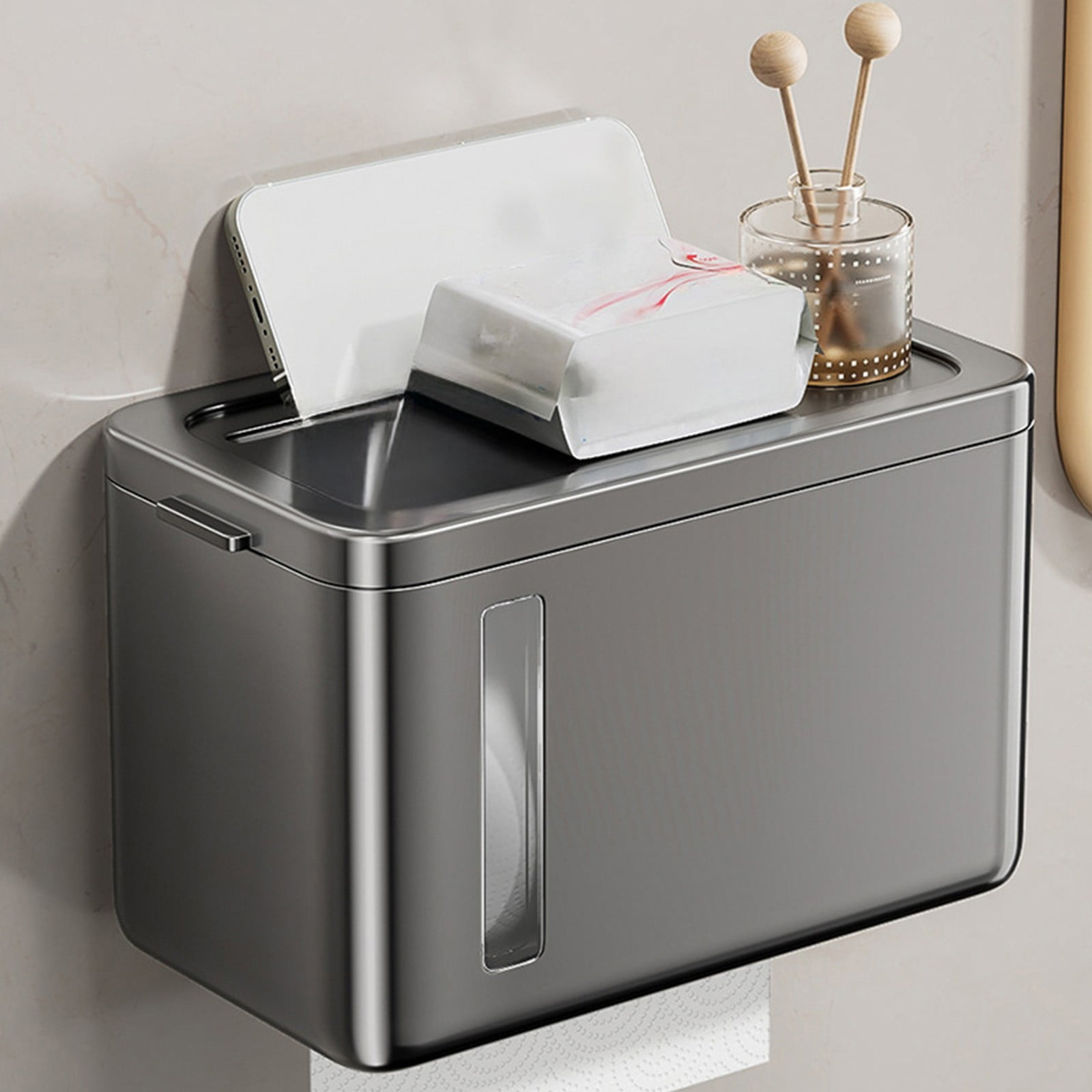 Euaioeiu Waterproof Roll Paper Holder Wall Mounted Bathroom Tissue Box ...