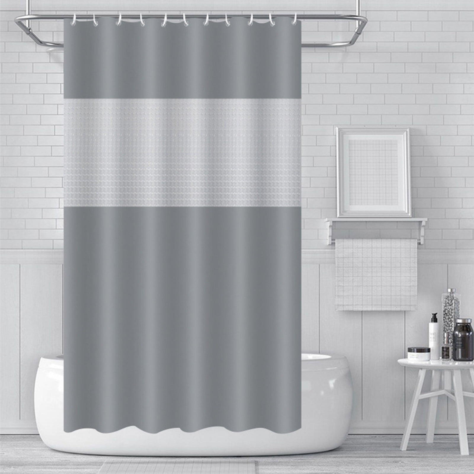 Euaioeiu Waterproof Shower Curtain Splice Design EVA Fabric Bathroom ...
