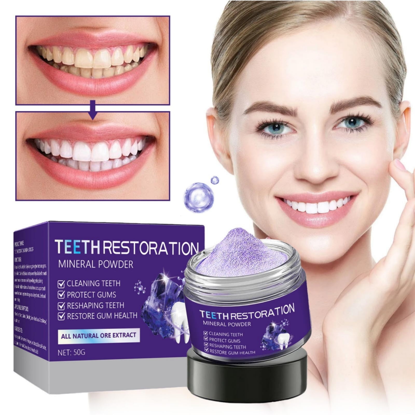 Euamux Teeth Mineral Restoration Powder, Organic Teeth Mineral ...