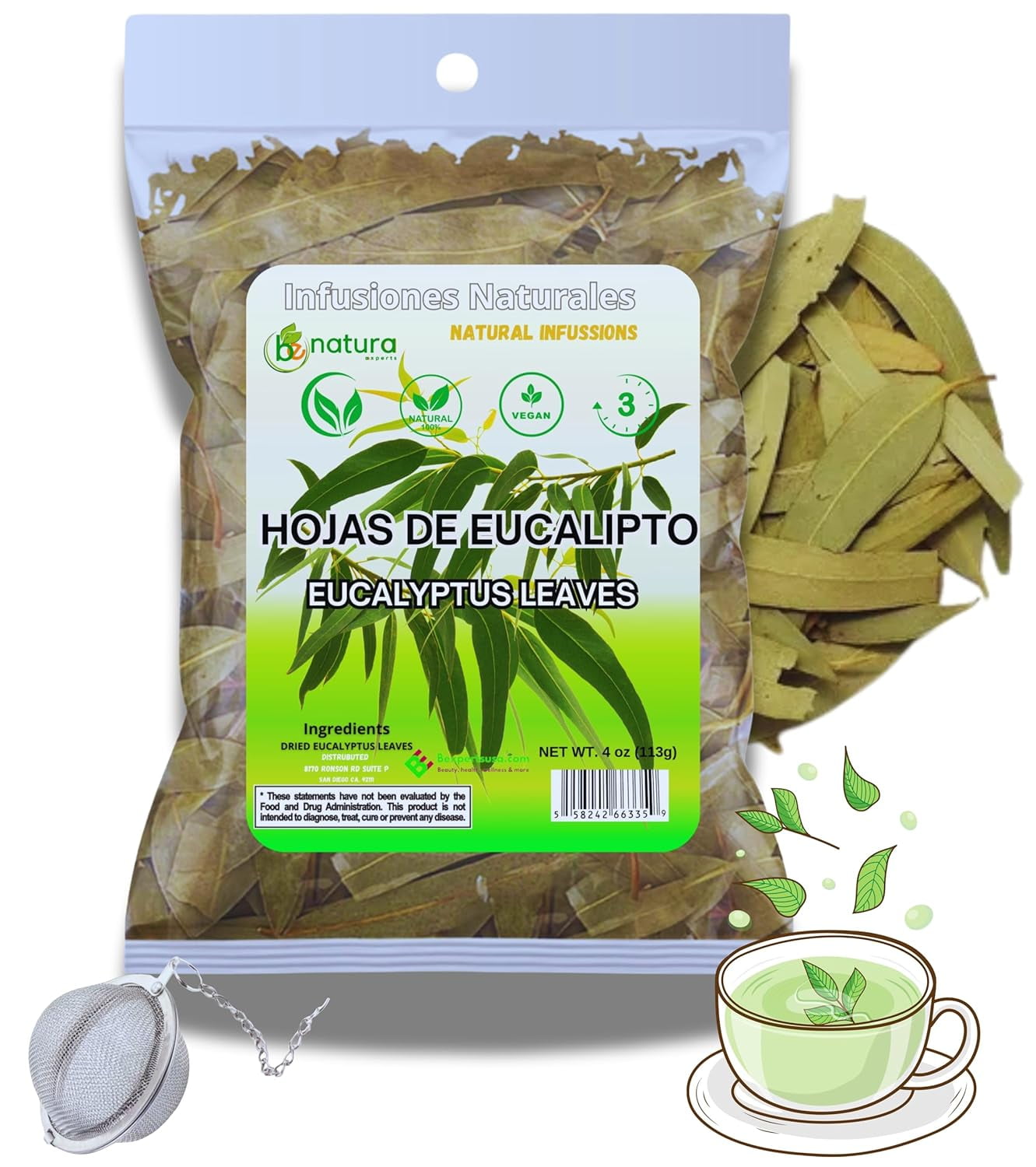 Eucalipto Hoja TE (Dried Eucalypt Leaves Dry Herbal Tea) 4oz 113g Vegan ...