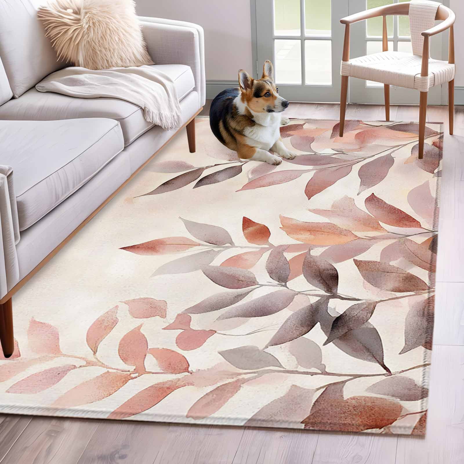 Eucalyptus Aesthetic Floral Area Rugs 3x5 ft Plant Rustic Chic Brown ...