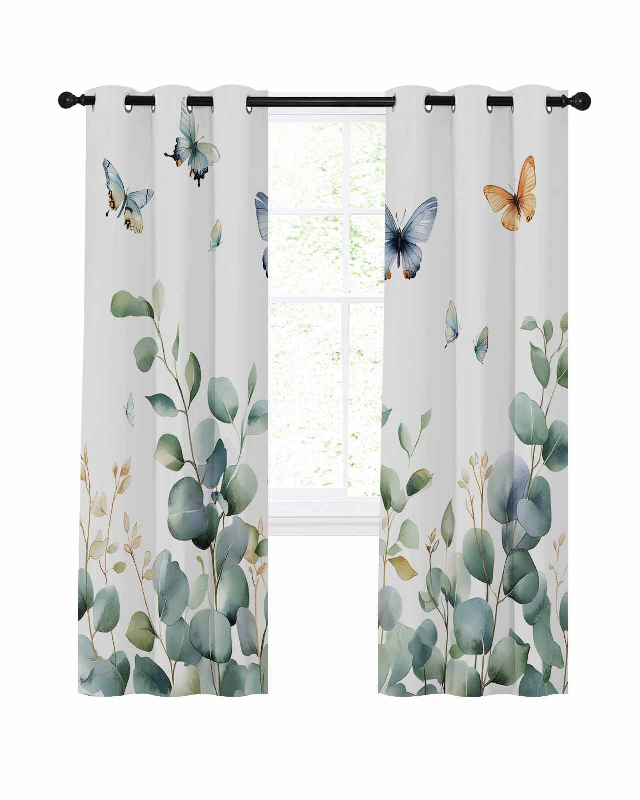 Eucalyptus Blackout Curtains, Light Blocking Print Window Curtains ...