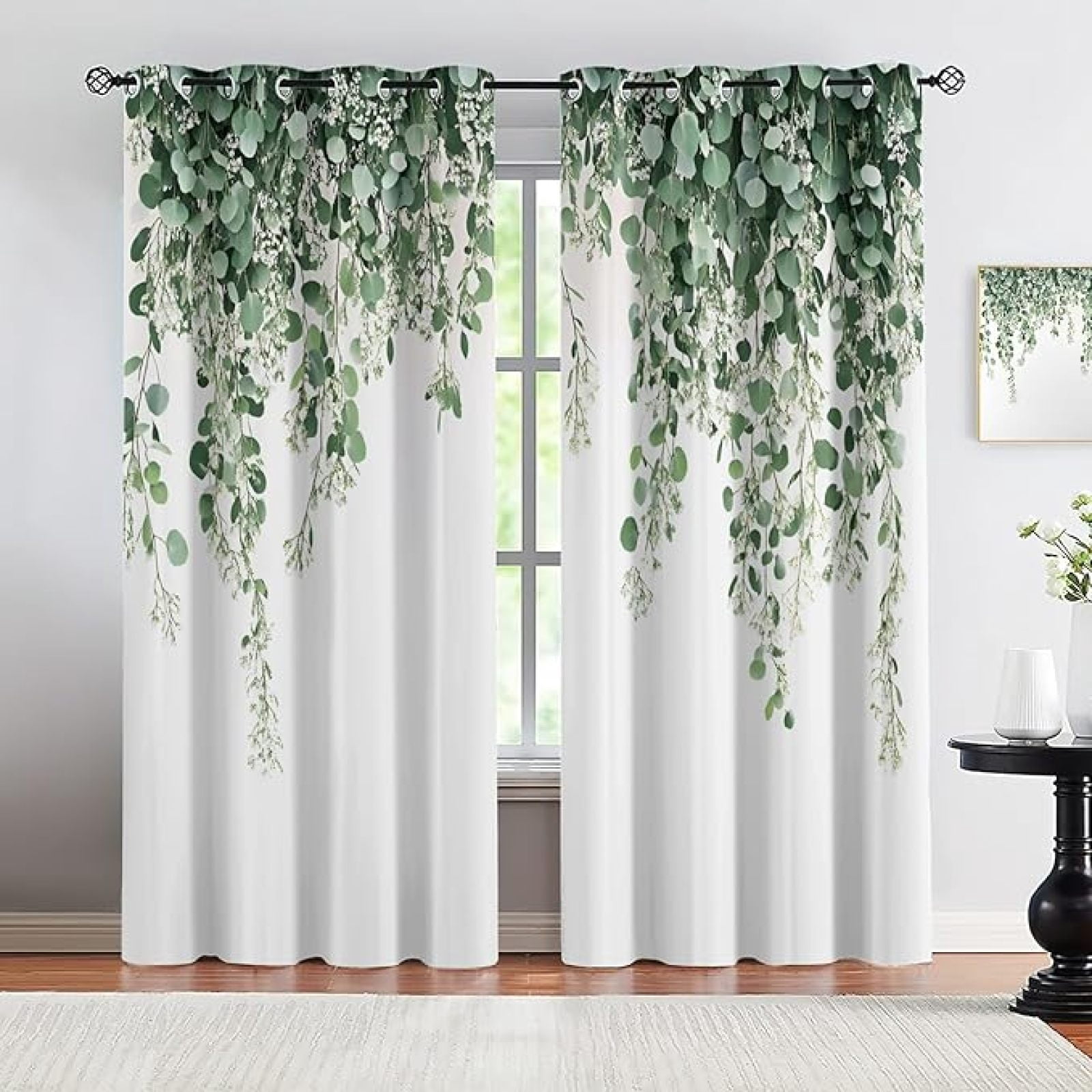 Eucalyptus Blackout Curtains, Sage Green Vine Curtains For Living Room ...