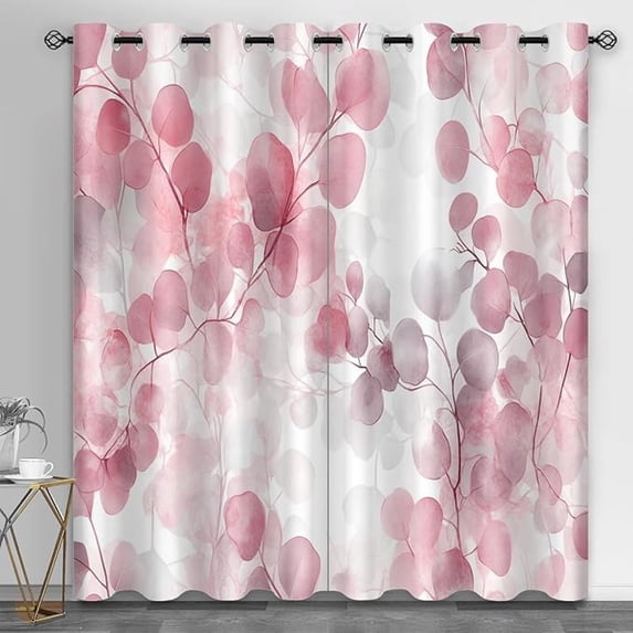 Eucalyptus Blackout Curtains, Watercolor Vine Curtains For Living Room ...