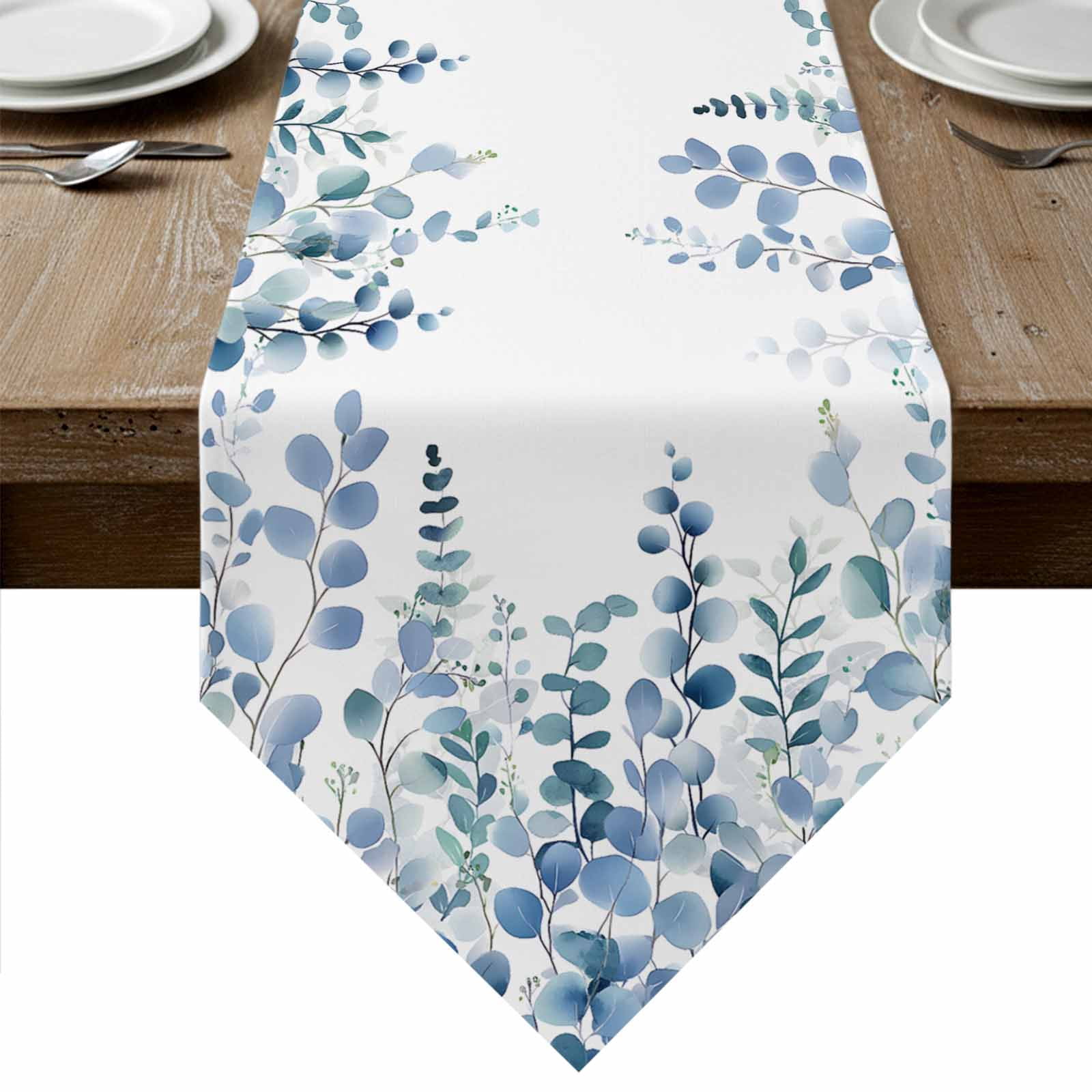 Eucalyptus Blue Table Runner Linen Burlap Table Runner 90 Inches Long ...