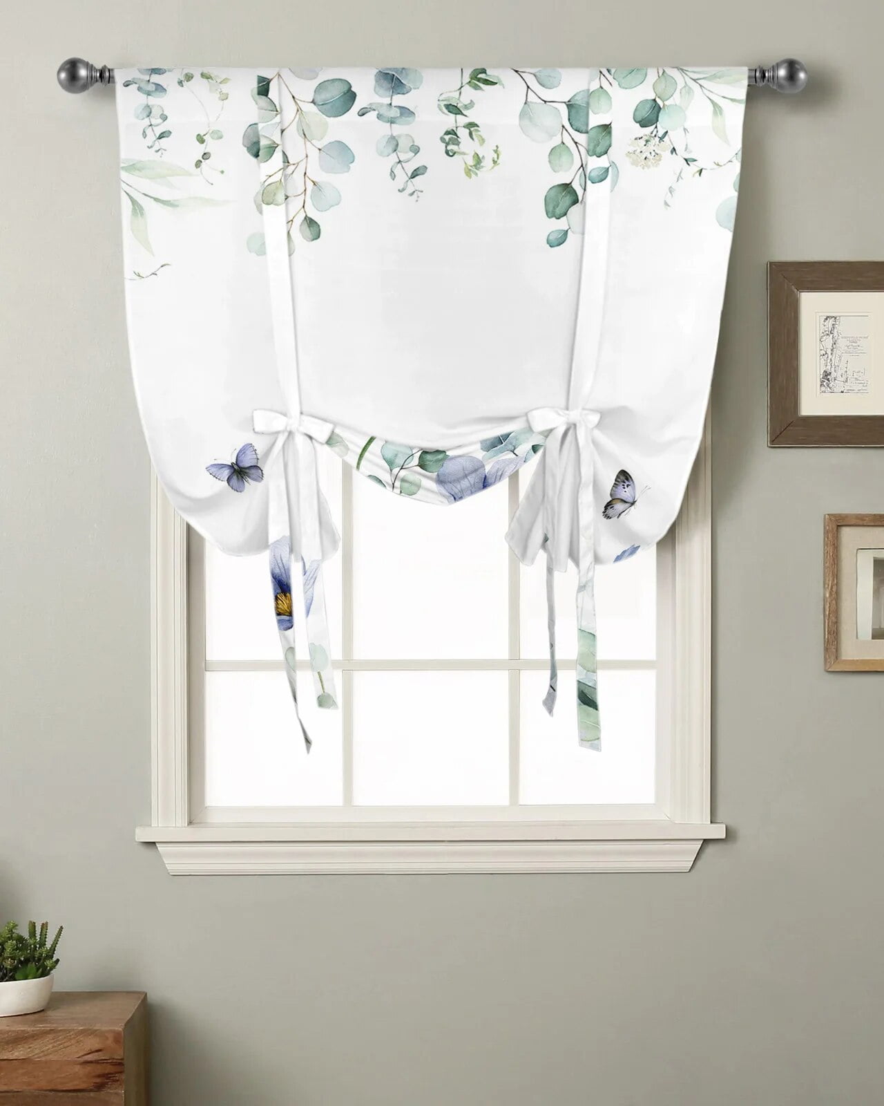 Eucalyptus Blue Tulip Butterfly Flower Daisy Leaf Kitchen Short Window ...