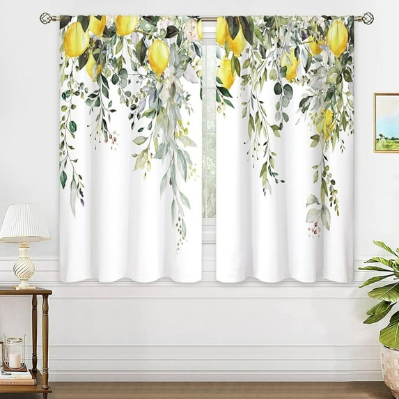 Eucalyptus Botanical Leaves Yellow Lemon Window Curtains Herb Plant ...