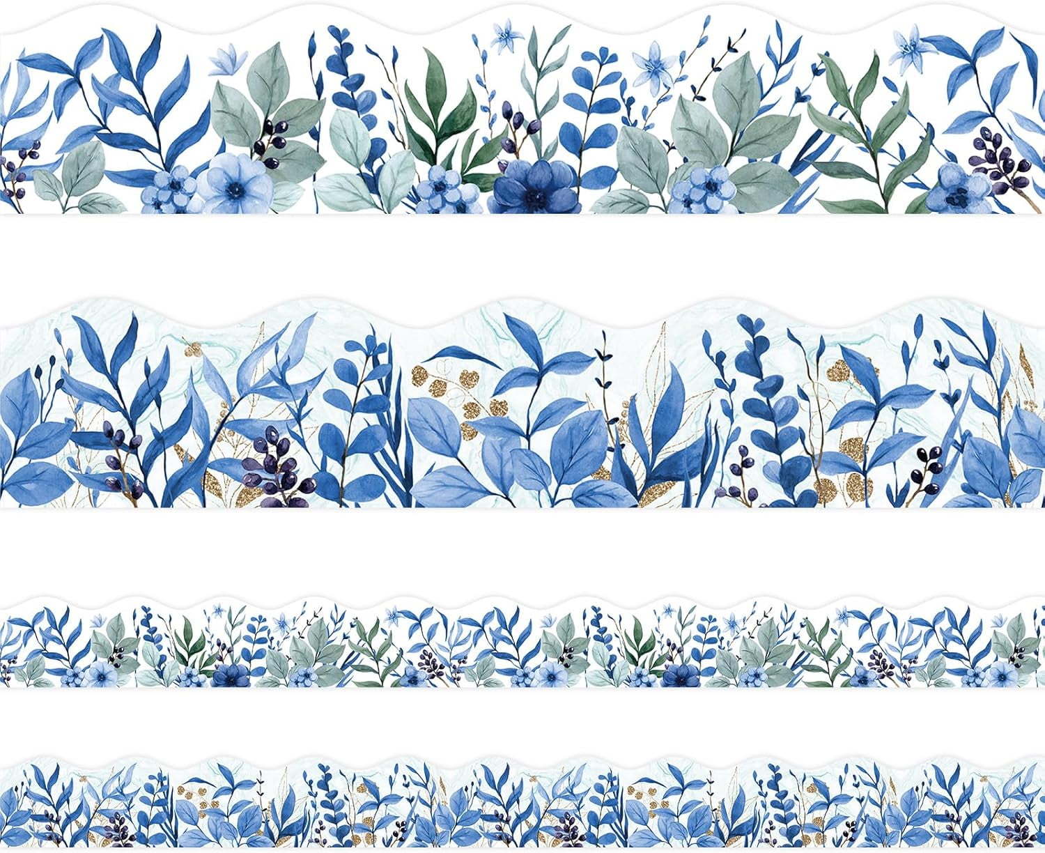 Eucalyptus Bulletin Board Border Classroom Decor 49ft Two Sided Blue ...