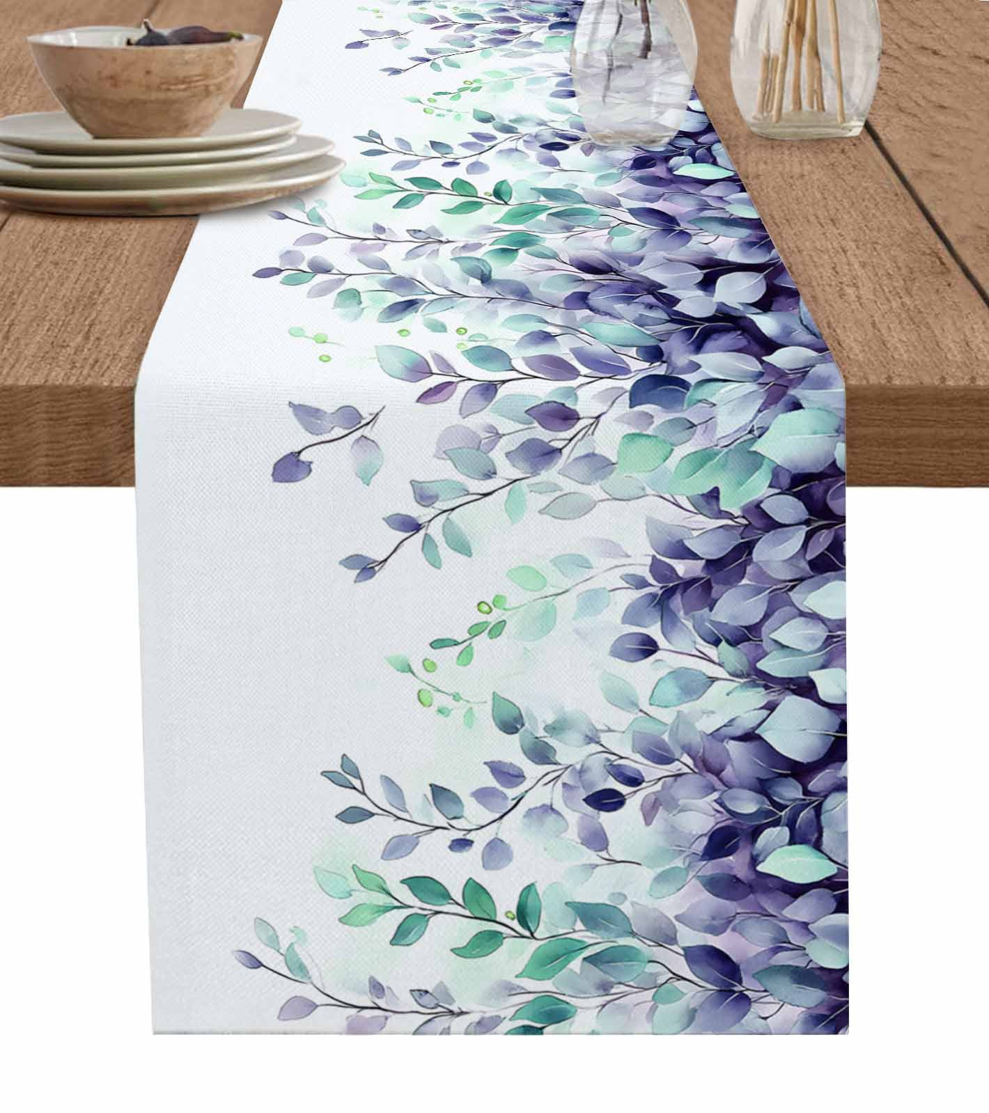 Eucalyptus Burlap Cotton Table Runner 16x72 Inches Long, Aesthetic ...