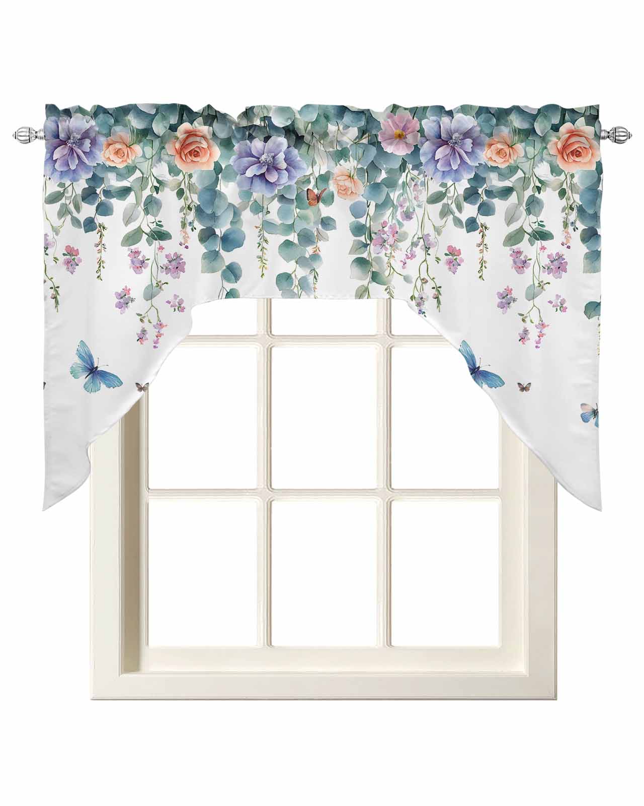 Eucalyptus Butterflies Kitchen Curtains Swag Valance for Windows ...