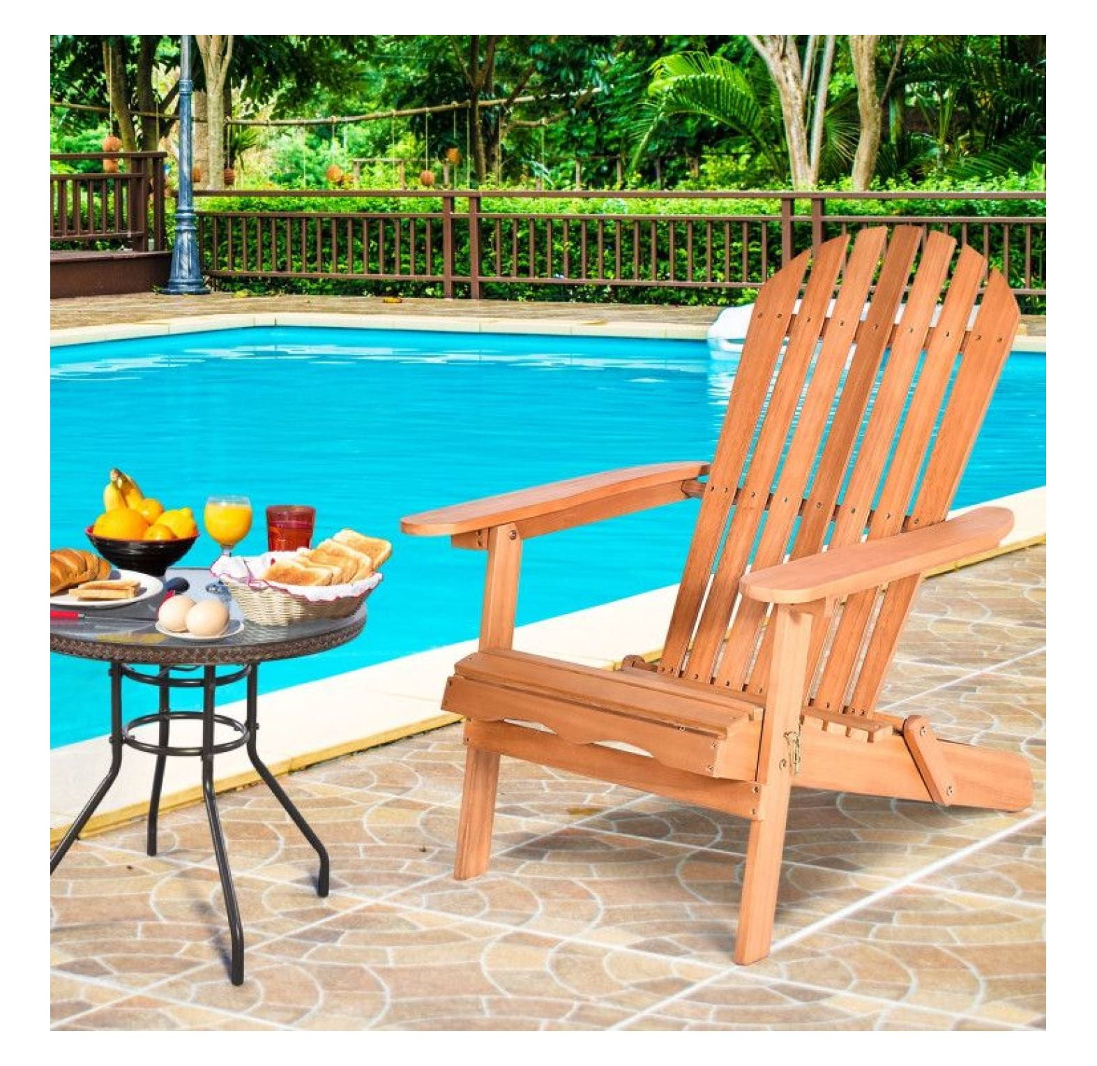 Eucalyptus Chair Foldable Outdoor Wood Lounger - Adirondack Patio Chair ...