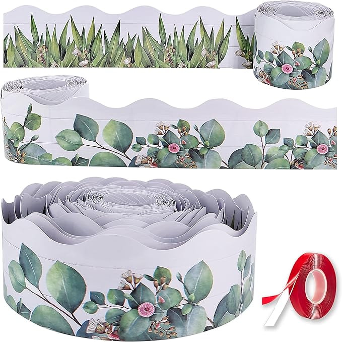Eucalyptus Classroom Decor Border, Both Sides Printed Leaf Bulletin ...