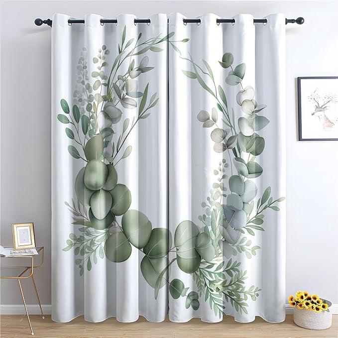 Eucalyptus Curtains Blackout, Thermal Insulated Room Darkening Grommet ...