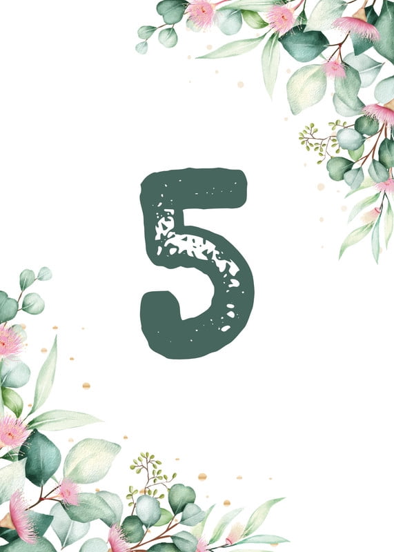 Eucalyptus Design Table Number Cards Double Sided Party Table Numbers ...