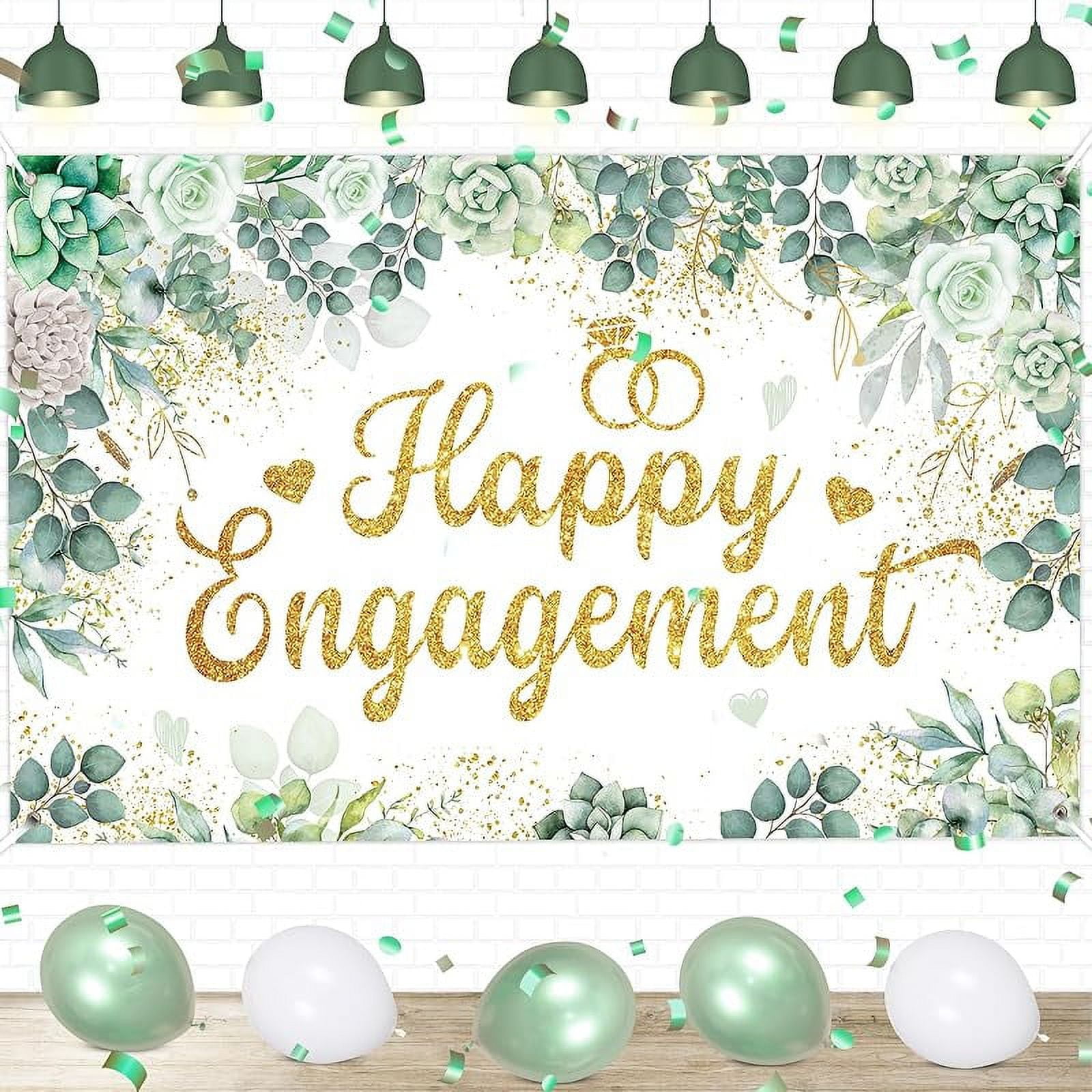 Eucalyptus Engagement Party Decoration, Green Happy Engagement Banner ...