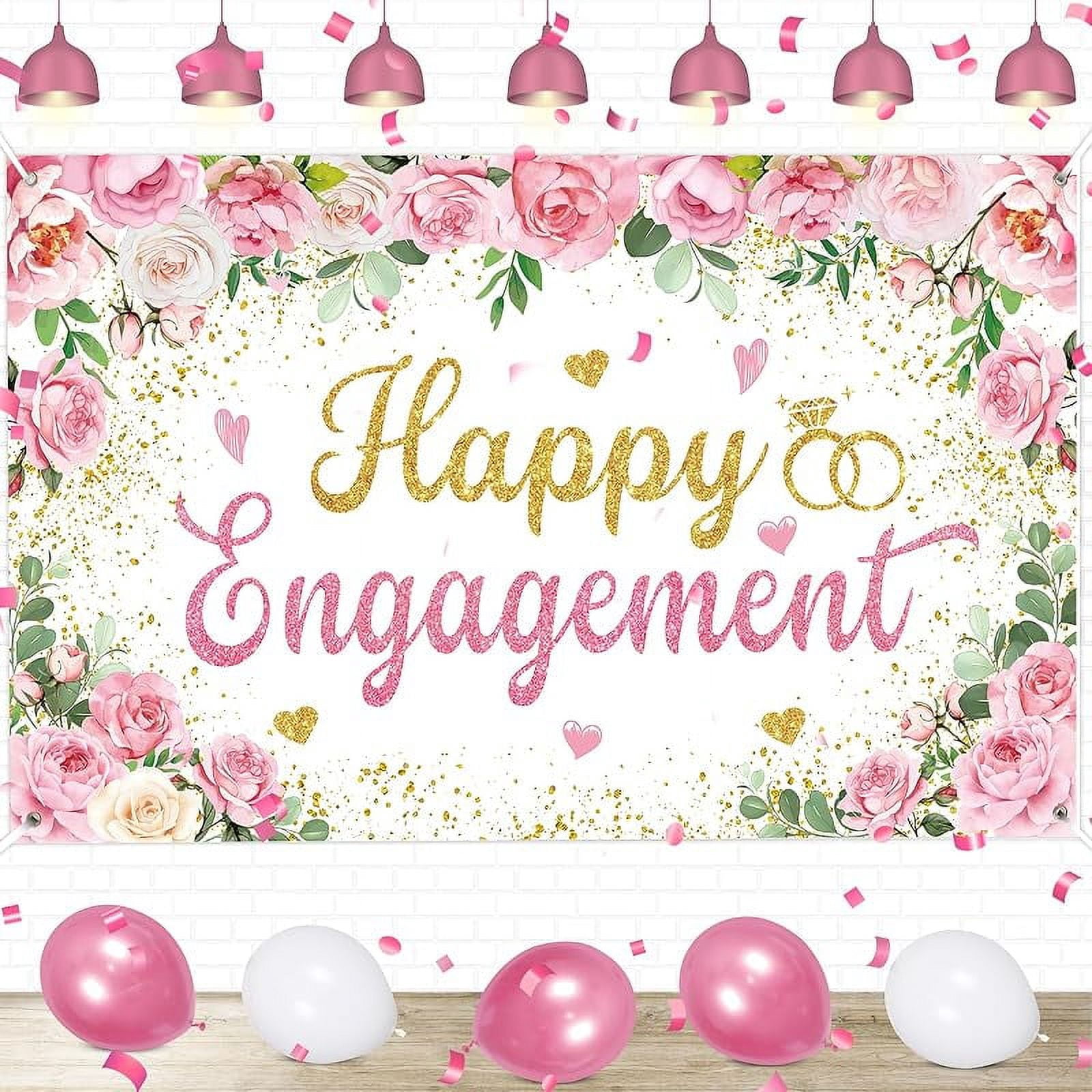 Eucalyptus Engagement Party Decoration, Green Happy Engagement Banner ...