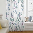 Eucalyptus Floral Sheer Curtains 84 Inch Length, Light Filtering Voile ...