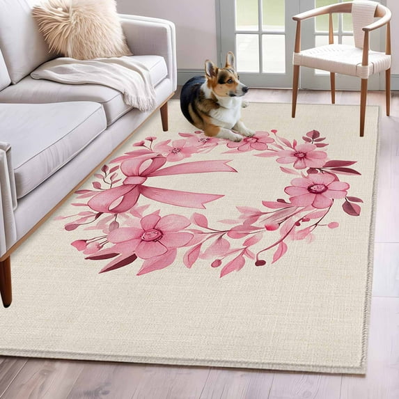 Eucalyptus Flower Area Rug 3x5 Washable Rug Non Slip Pink Fruit ...
