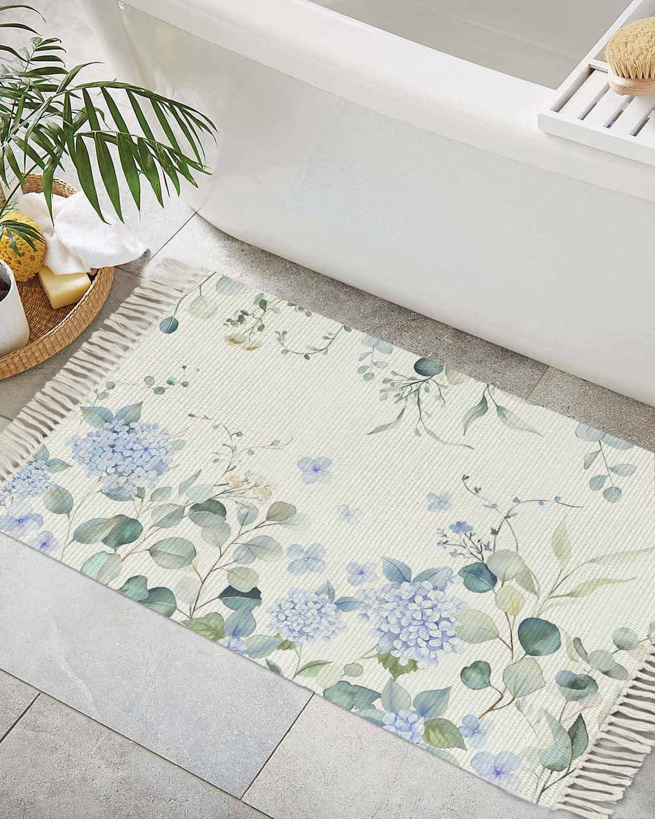 Eucalyptus Flower Bath Rug 2x3ft Woven Bathroom Entryway Runner Rug ...