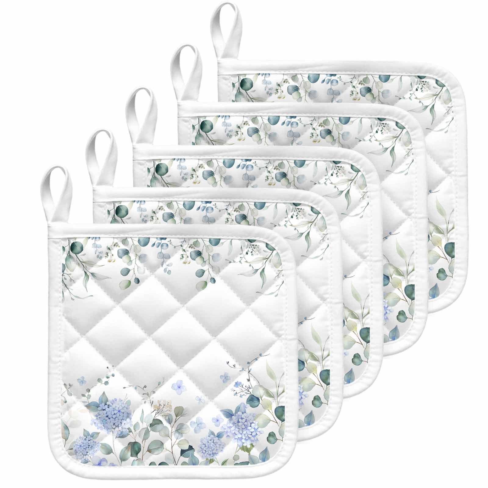 Eucalyptus Flower Pot Holders for Kitchen Heatproof Potholder, 5 Pack ...