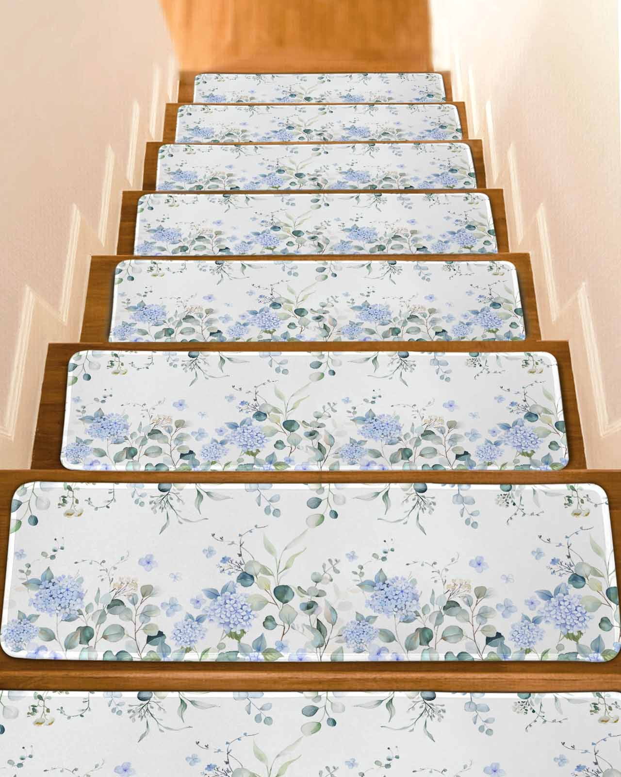 Eucalyptus Flower Stair Treads for Wooden Steps Indoor Runner Rug ...