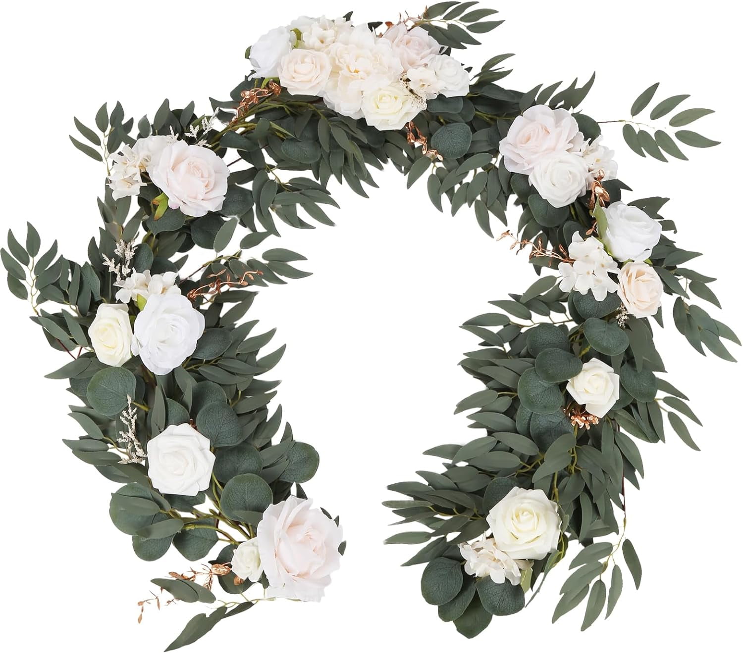Eucalyptus Garland for Table,6FT White Flower Garland Eucalyptus and ...