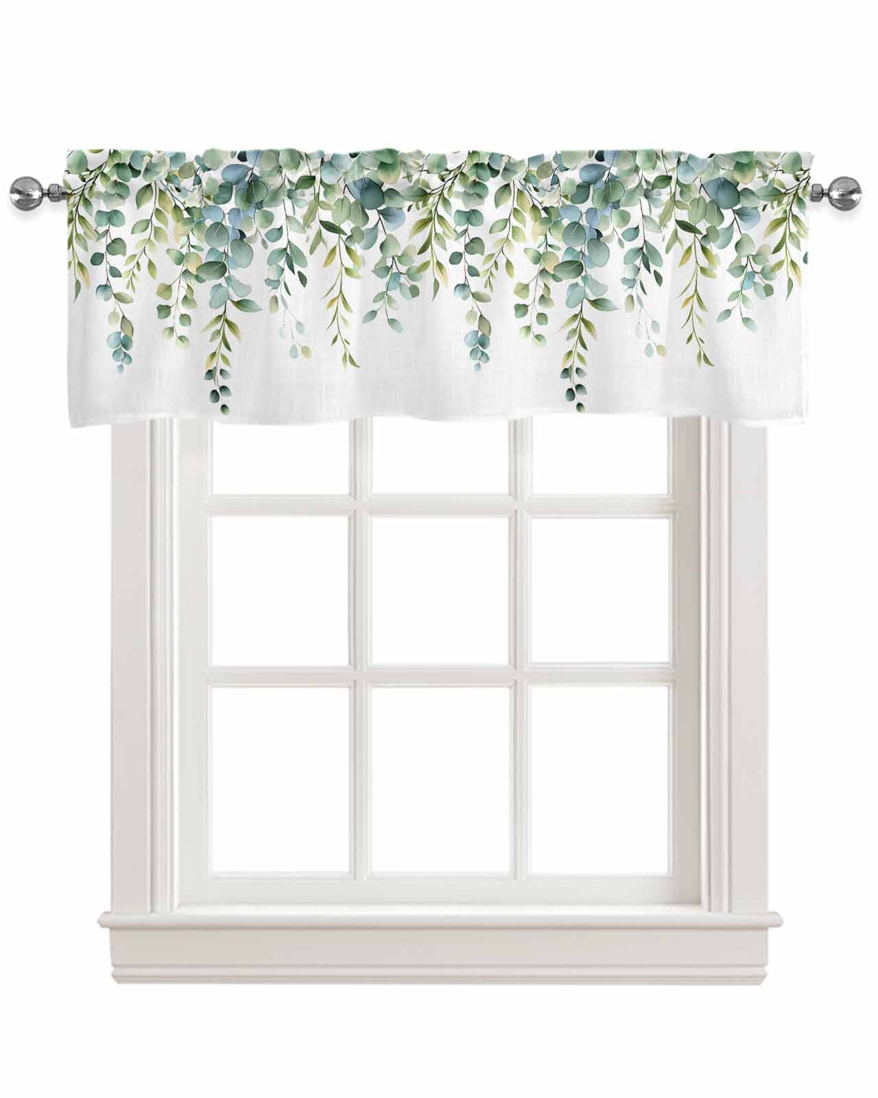 Eucalyptus Green Kitchen Valances for Windows Farmhouse Linen Window ...