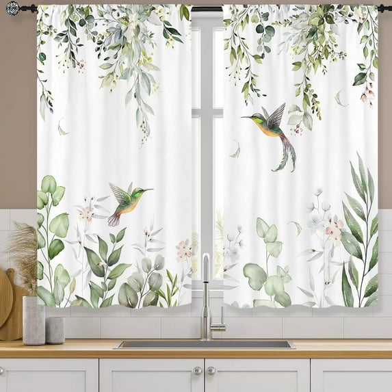 Eucalyptus Green Leaves Kitchen Curtain Sage Green Leaf Watercolor ...