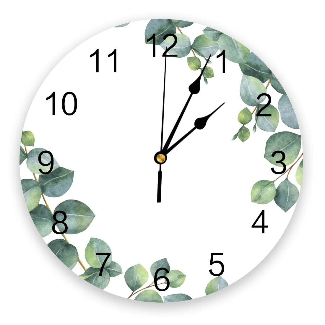 Eucalyptus Green Leaves Plant Wall Clocks Silent Home Cafe Office Wall ...