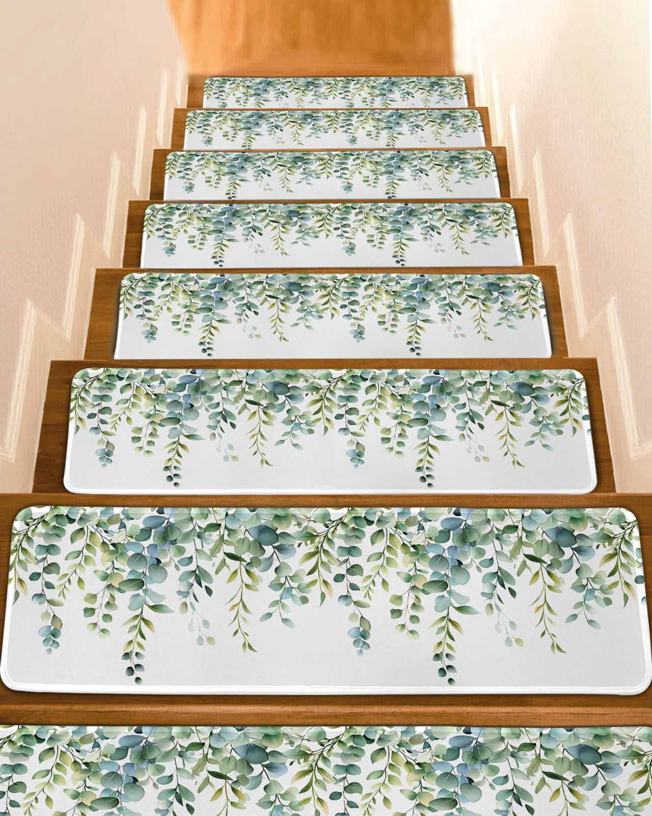 Eucalyptus Green Stair Treads for Wooden Steps Indoor Runner Rug Carpet ...