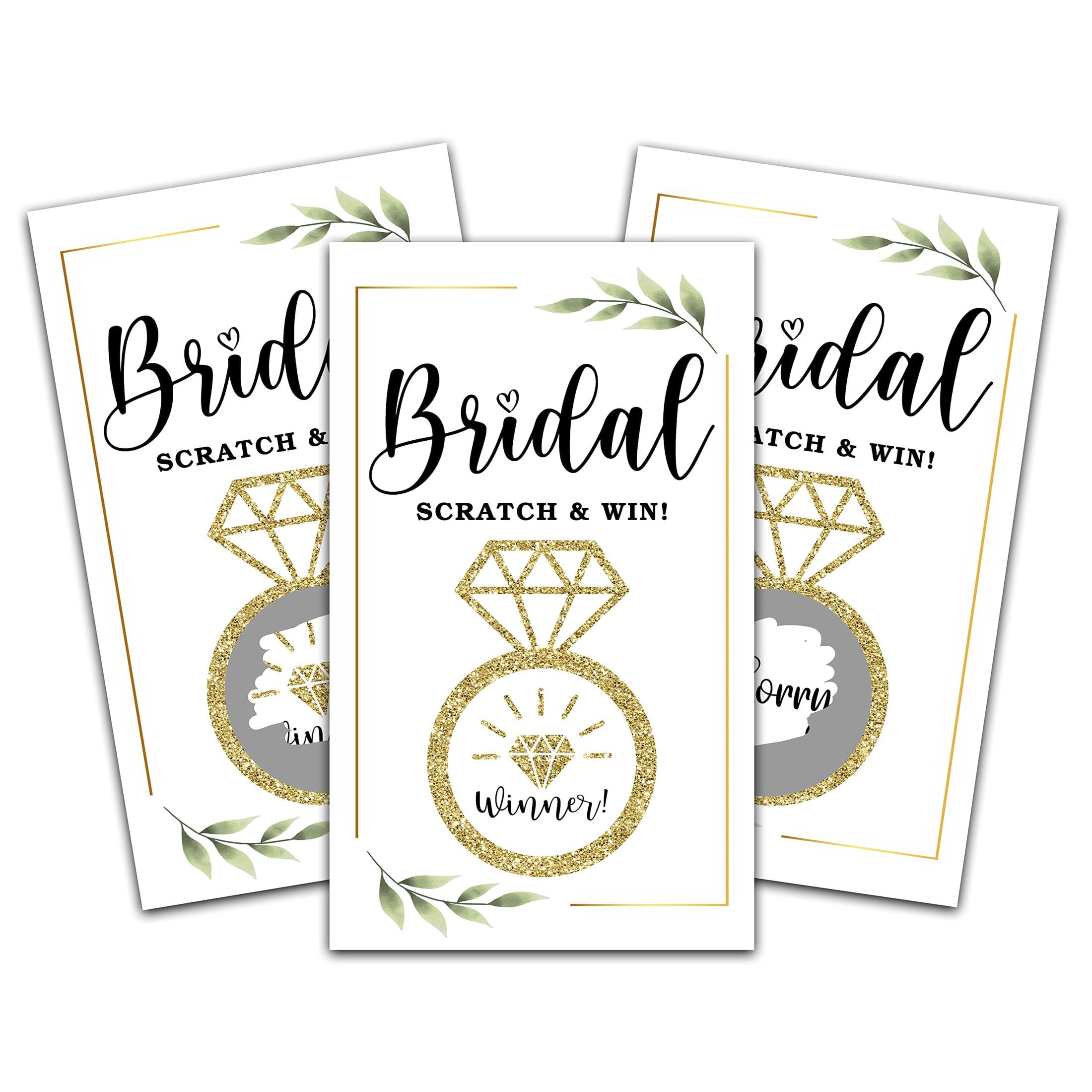 Eucalyptus Greenery Bridal Scratch Off Game Cards - Fun Lottery Tickets ...