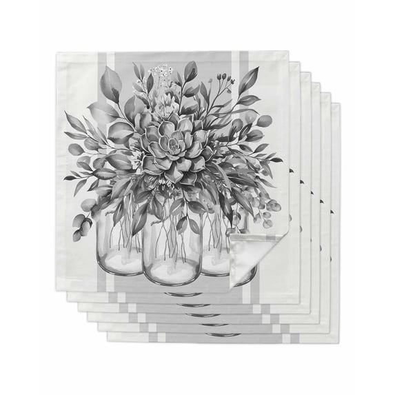 Eucalyptus Grey Cloth Napkins Set of 6 Reusable Dinner Napkins, Vintage ...