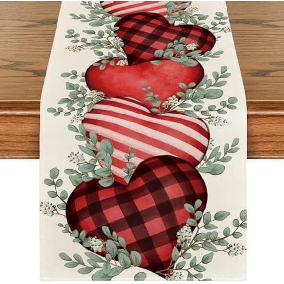 Eucalyptus Hearts Valentine's Day Table Runner, Anniversary Holiday ...